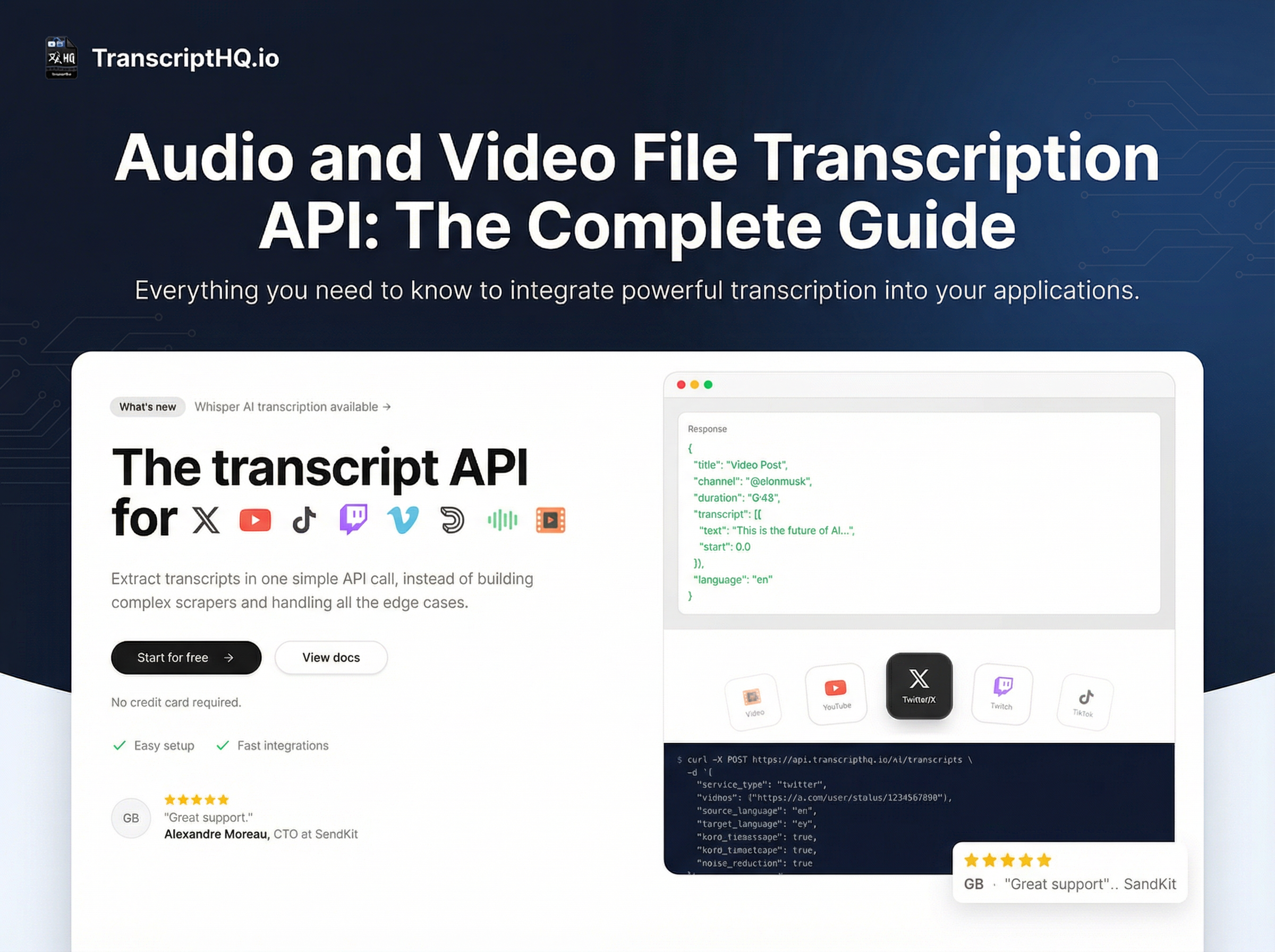 Audio and Video File Transcription API: The Complete Guide | TranscriptHQ